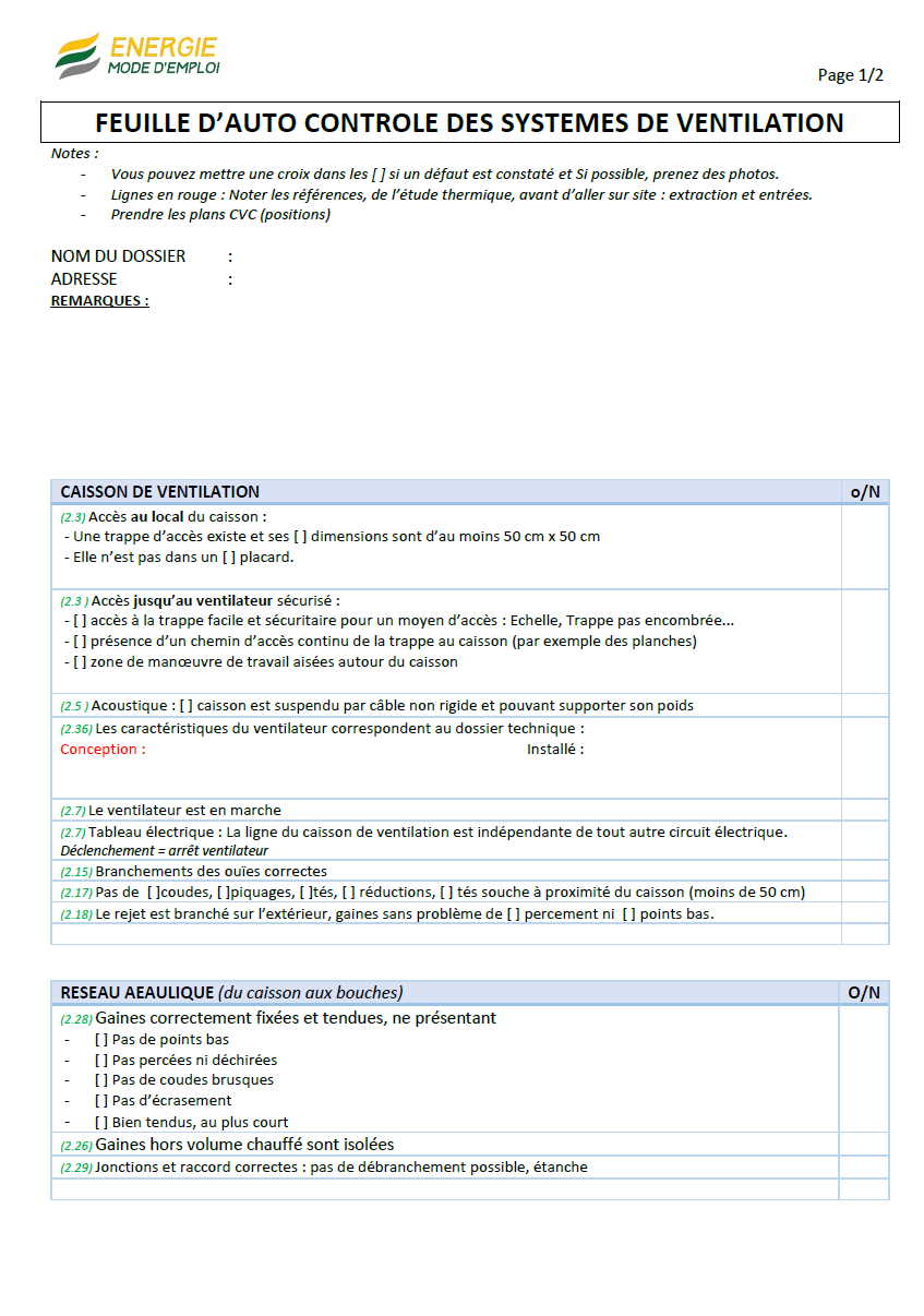 Réaliser son autocontrôle de VMC PROMEVENT RE2020